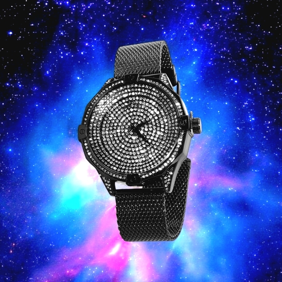 AN LONDON | Accessories | An London Black Iced Out Watch Black Metal ...
